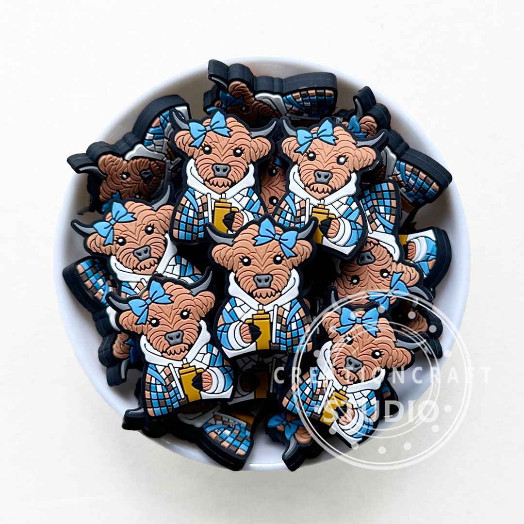 Highland Cow With Tumbler Silicone Beads, Western Highland Cow Beads ...