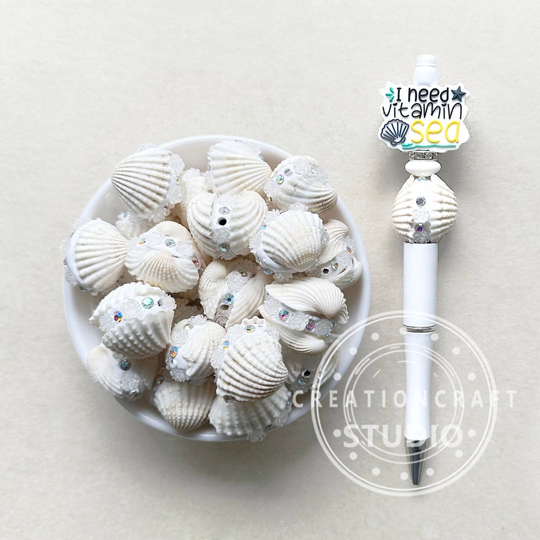 Natural Sea Shell Polymer Clay Rhinestone Fancy Beads, Beach Shell ...