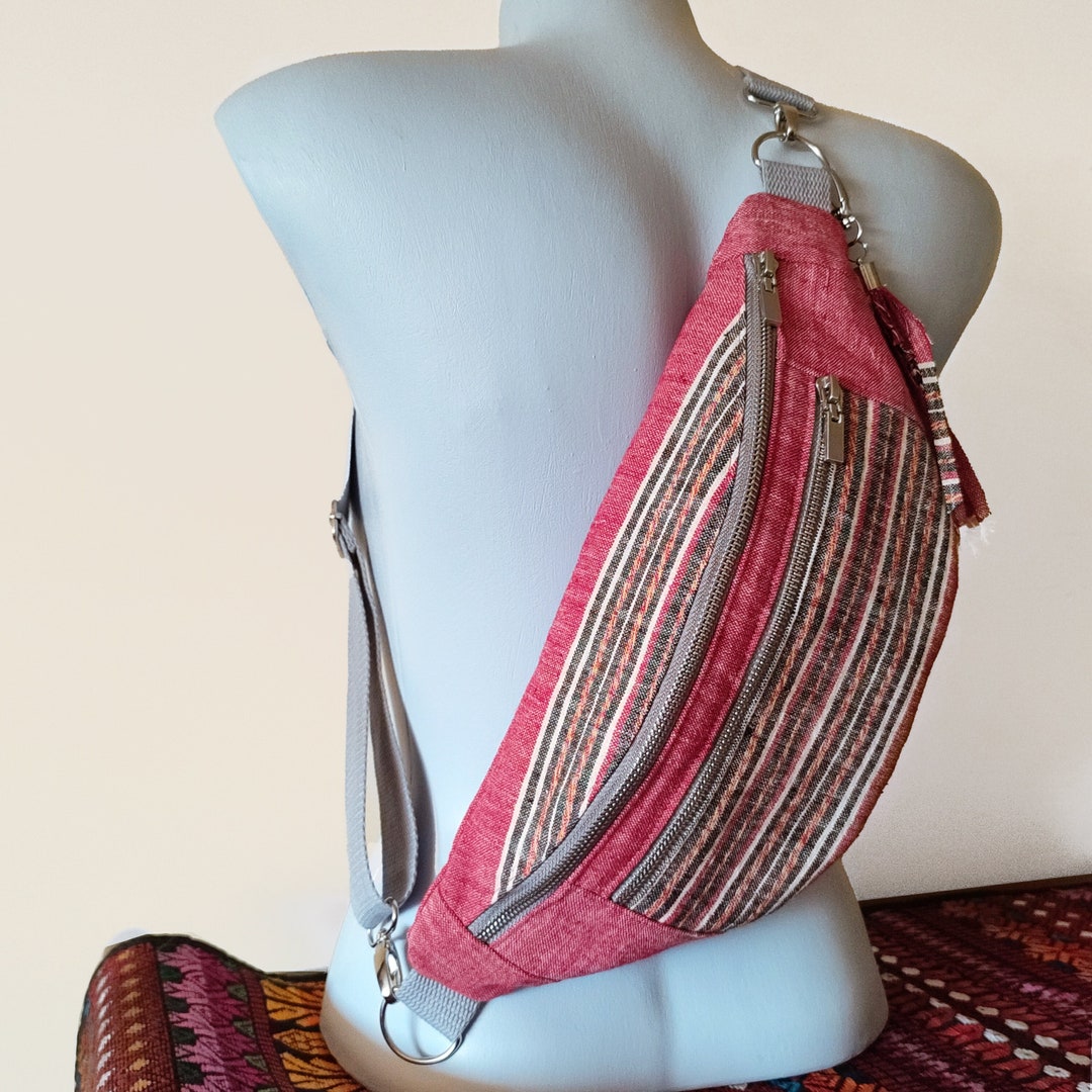 Vintage Home Woven Hemp Cloth Sling Bag. Extra Large Bum Bag - Etsy