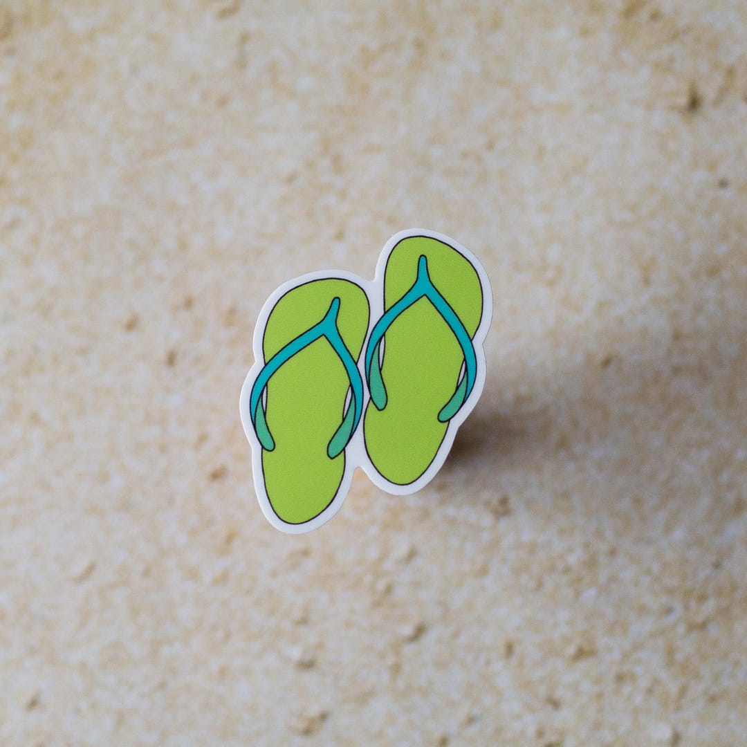 Hand-drawn Flip Flops Vinyl Sticker – Lime Green & Teal Beachy Decal - Etsy
