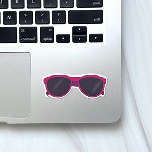 Hand-drawn Pink Sunglasses Vinyl Sticker – – Fuchsia Retro Beachy Decal ...
