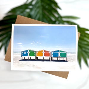 Colorful Beach Note Card, Handmade, 5x7 Blank Greeting Card for Beach ...