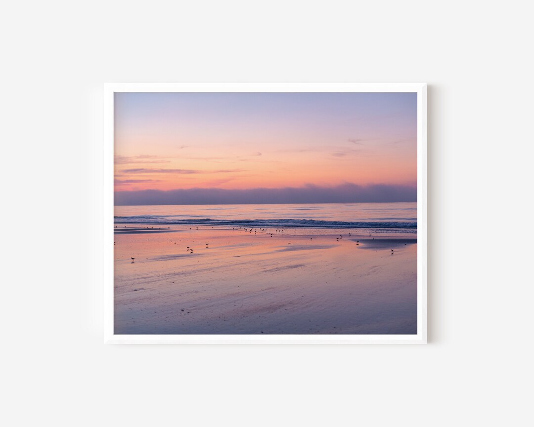 Brigantine Beach Sunrise Print - Coastal Wall Art, Purple Ocean ...