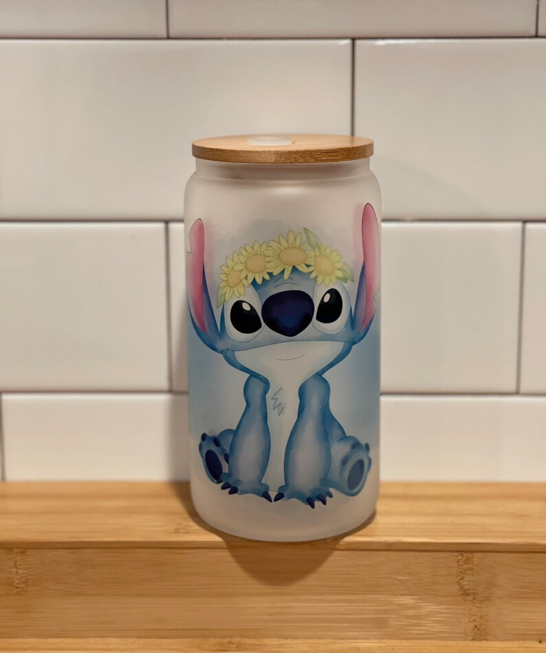 Stitch Inspired Glass Can Stitch and Scrump Can Coffee - Etsy