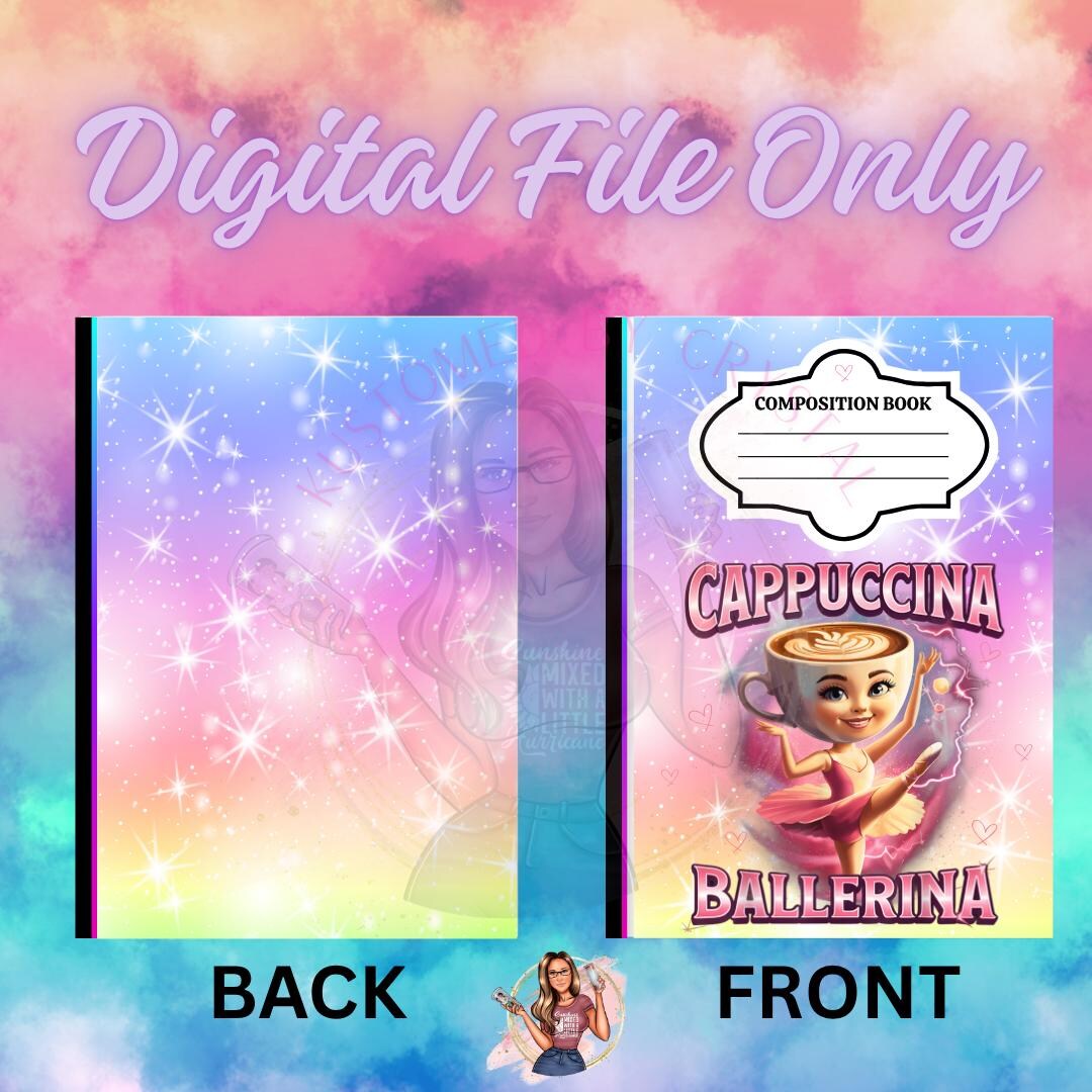 Brainrot Cappuccina Ballerina Composition Notebook Cover Digital File ...