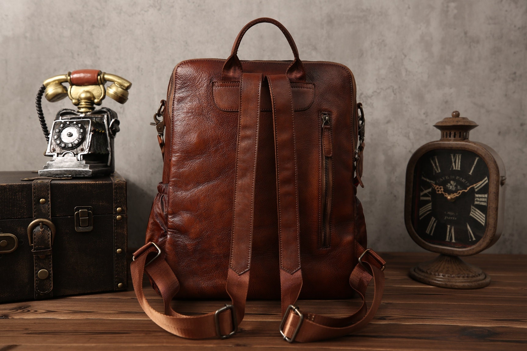 Full Grain Leather Backpack Purse for Women Personalized - Etsy