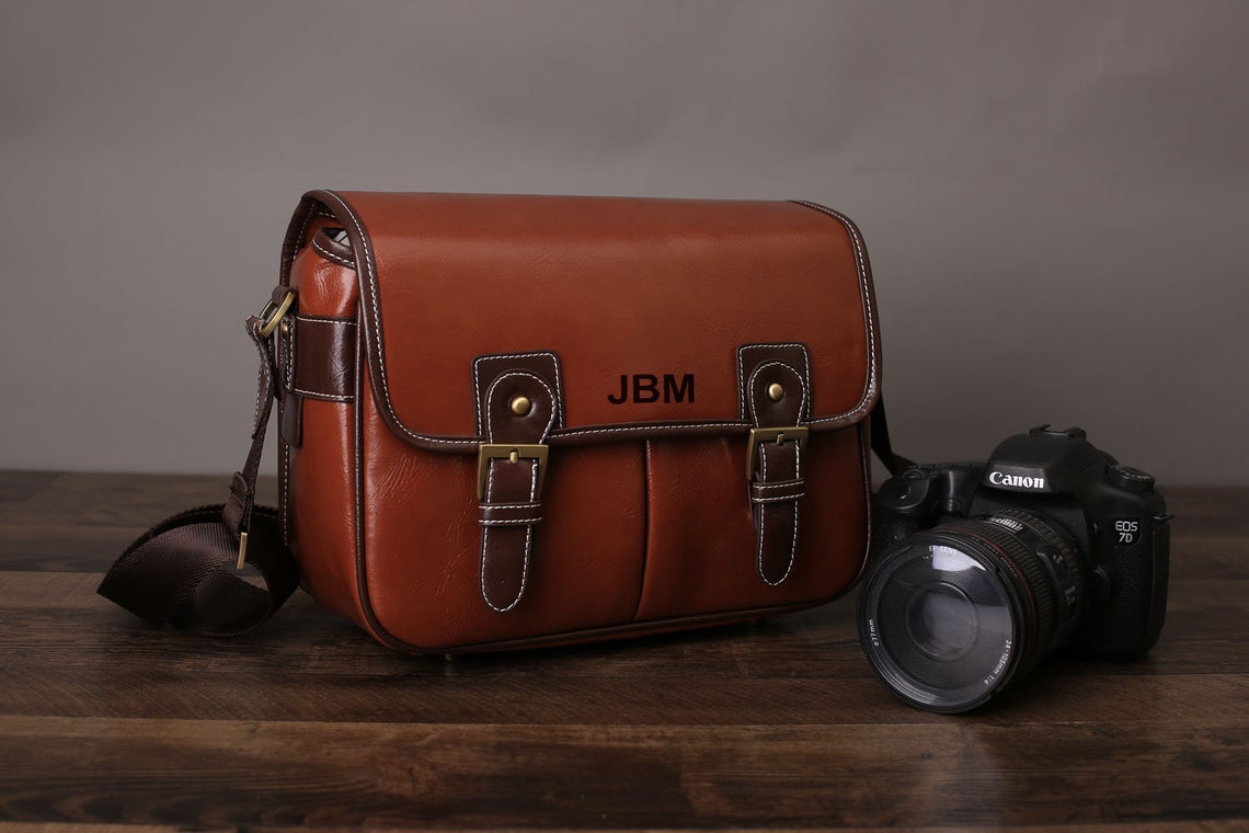 Personalized Large PU Leather DSLR Camera Bag: Father Gift - Etsy