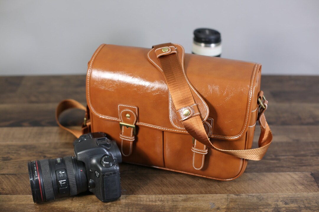 Large PU Leather Camera Bag, Leather DSLR Bag, Leather Trim Pouch ...