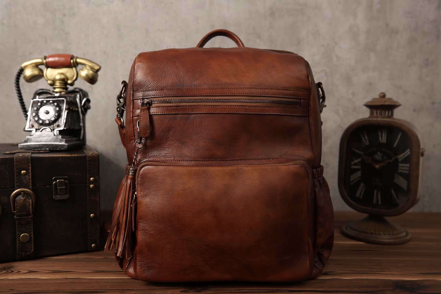 Full Grain Leather Backpack Purse for Women Personalized - Etsy