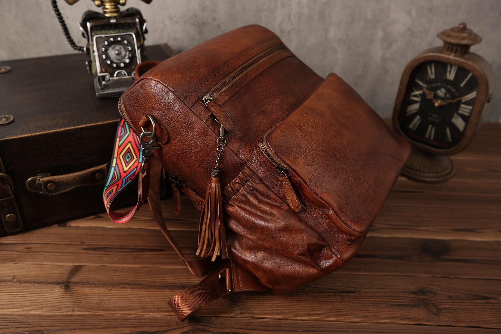 Full Grain Leather Backpack Purse for Women Personalized - Etsy