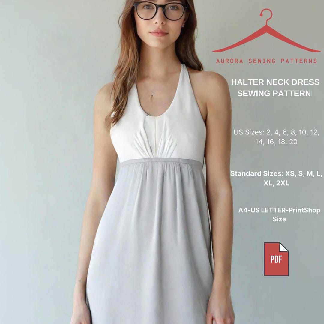 Open Back Halter Neck Maxi Dress Sewing Pattern,ladies Size-(size ...
