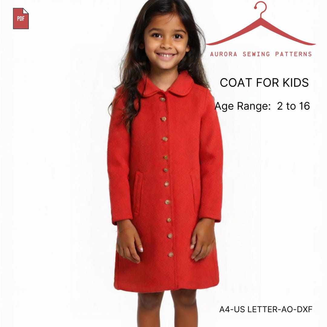 Peter Pan Collar Coat,winter Jacket Sewing Pattern Age Range (2 to 16 ...