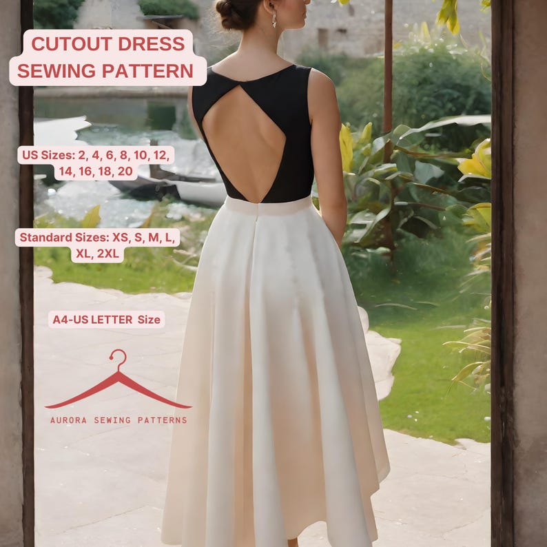 Open Back 1950's Vintage Style Cuout Back Dress Pattern, Laides Size;us ...