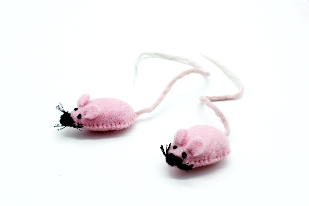 2 Pcs - Felt Pink Mouse Toy - Kids Toy - Felt Play Ornament - Eco ...