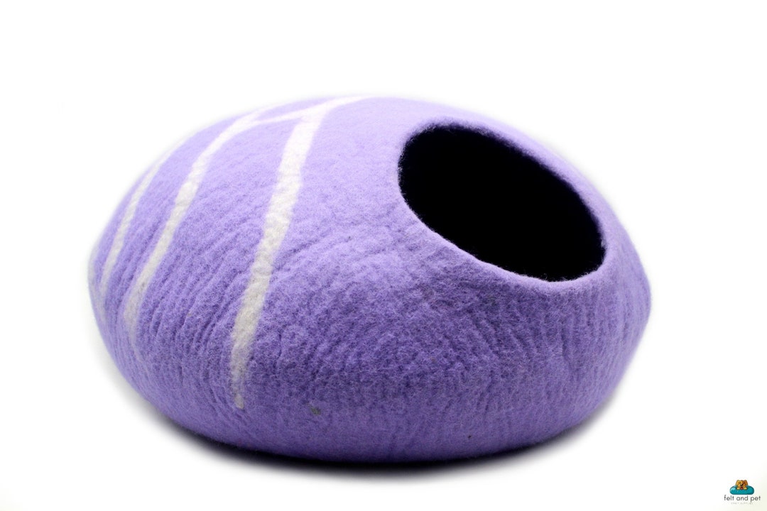 Felt Purple Cat Cave Handmade Felt Nap Cocoon Cat Bed - Etsy