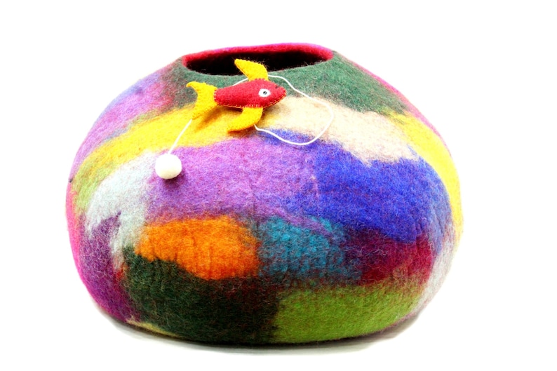 Colorful Wool Felt Cat Cave – Handmade Kitty House - Etsy
