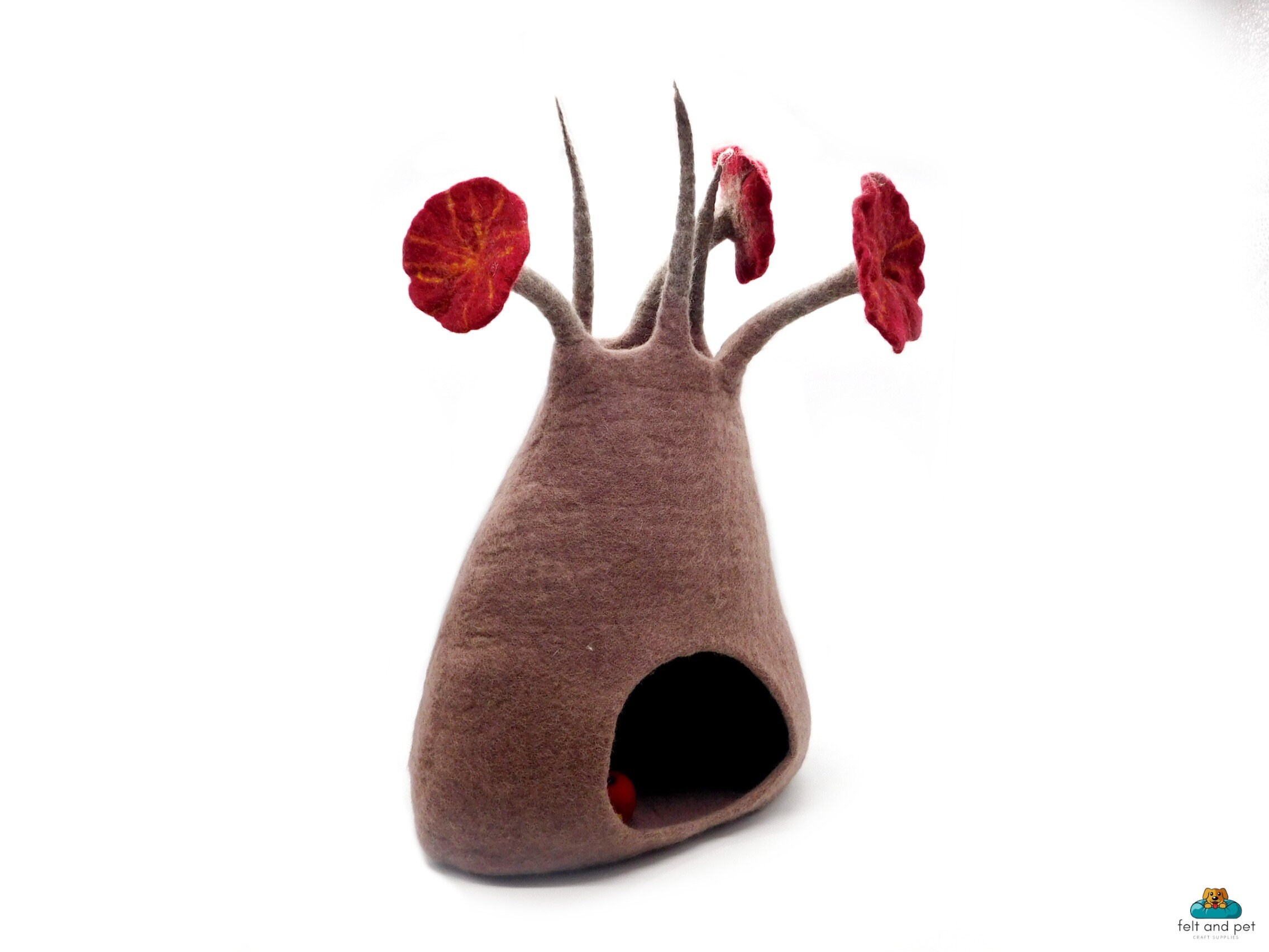 Wild Flower Felt Cat Bed Modern Design Cat Bed Comfy Wool - Etsy