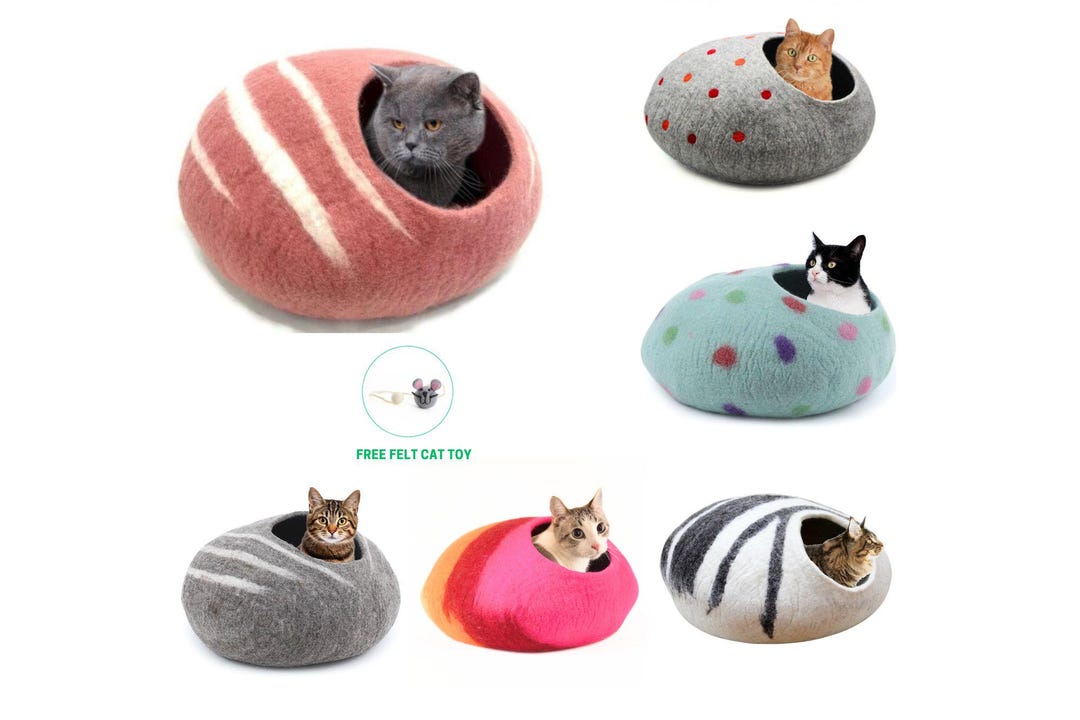 Felt Cat Caves – 100% Natural Wool Beds for Your Cats– Cats Favorite ...