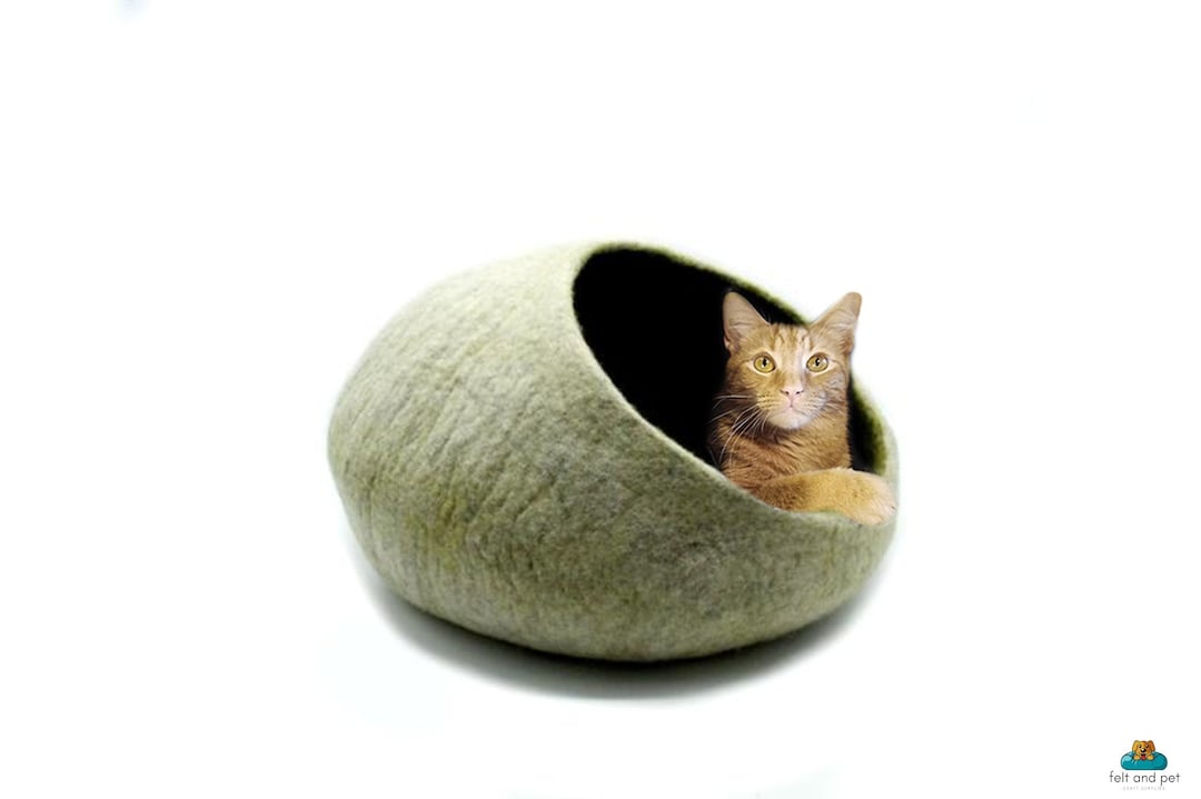 Cat Nap Cocoon Big Opening Pet Cave Kitty Bed Wool Cat - Etsy