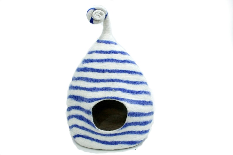 Striped Felt Cat Cave - Handmade Wool Pet Bed - Etsy