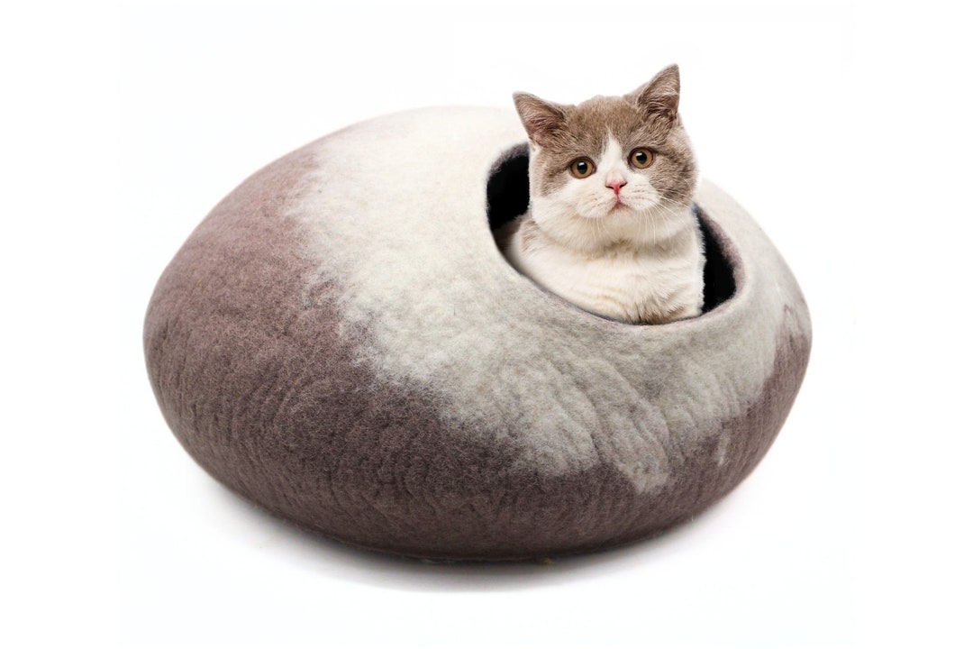 Ombre Wool Cat House- Felt Cat Cave- Handmade, Soft and Cozy Pet Bed ...