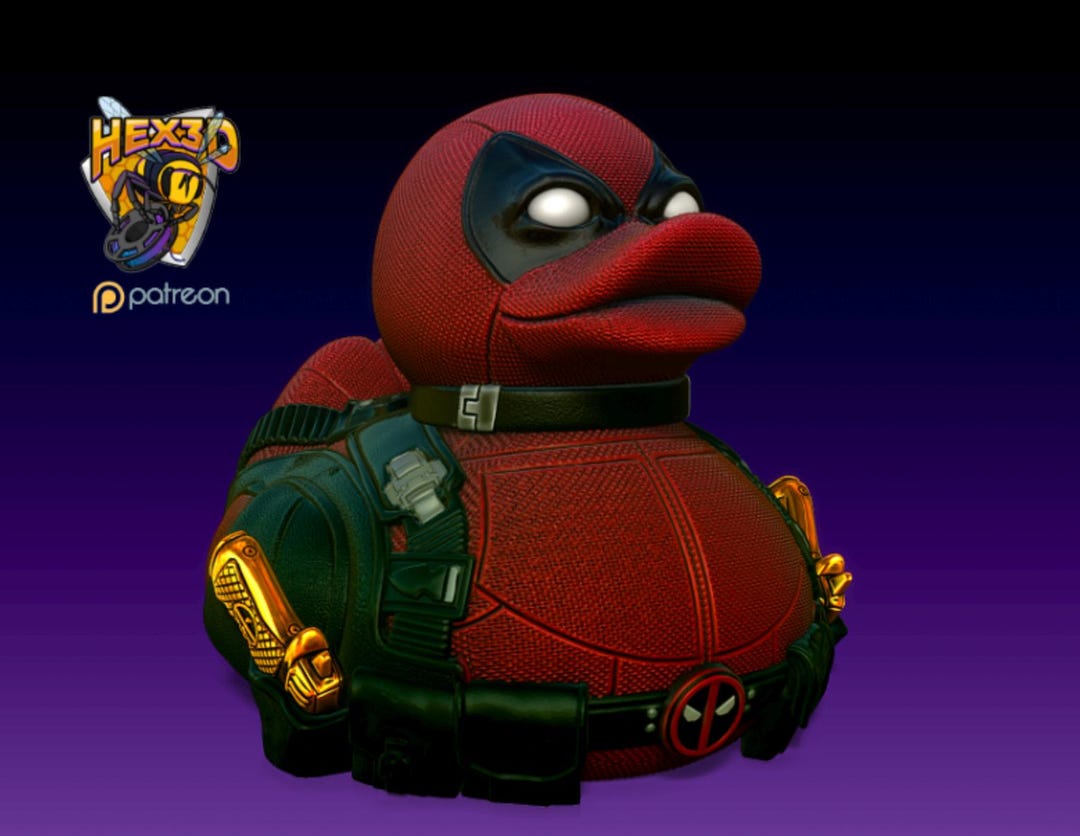 Deadpool Duck Hex 3D Multicolor 3D Printed Marvel Mercenary Superhero ...