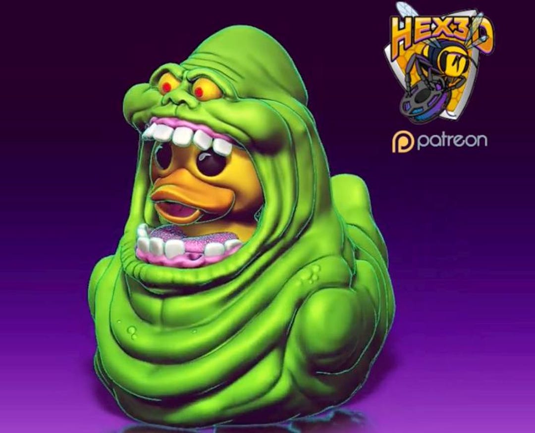 Slimer Duck Hex 3D Multicolor 3D Printed Ghostbusters Slime Duck Figurine Fun Gift for 80s Sci ...