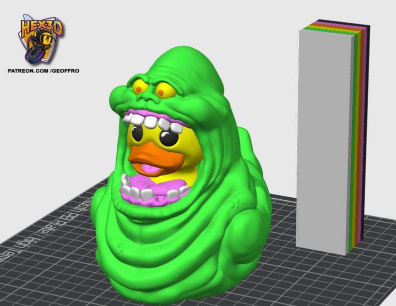 Slimer Duck Hex 3D Multicolor 3D Printed Ghostbusters Slime Duck Figurine Fun Gift for 80s Sci ...