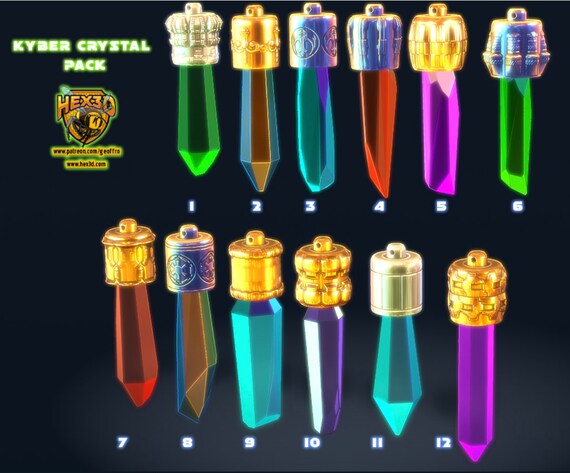 Star Wars Kyber Crystal Pack Fully Customisable 3D Printed - Etsy