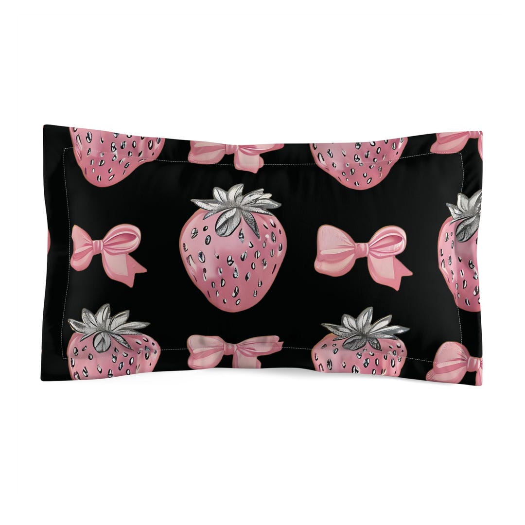 King Size Whimsical Strawberry Microfiber Pillow Sham, Cozy Bedroom ...