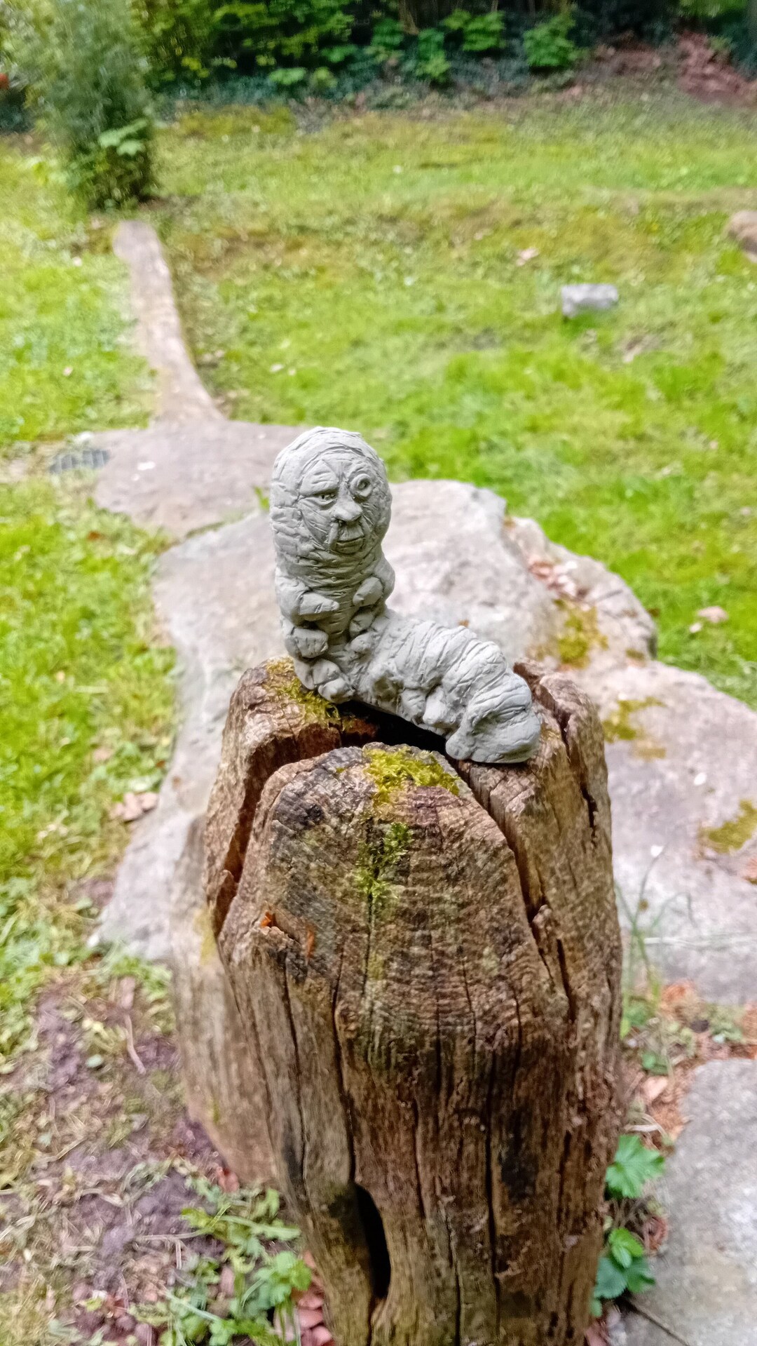 Small Stone Figure Caterpillar Absolem Alice in Wonderland Garden ...