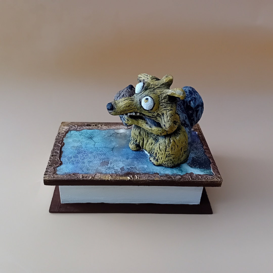 Saber Tooth Squirrel Scrat Figure on a Wooden Book Box - Etsy