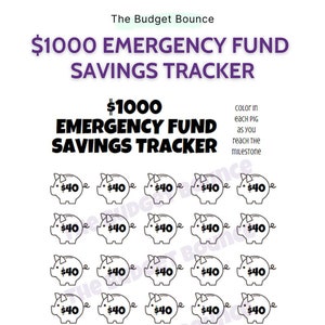 1000 Emergency Fund Savings Tracker - Etsy