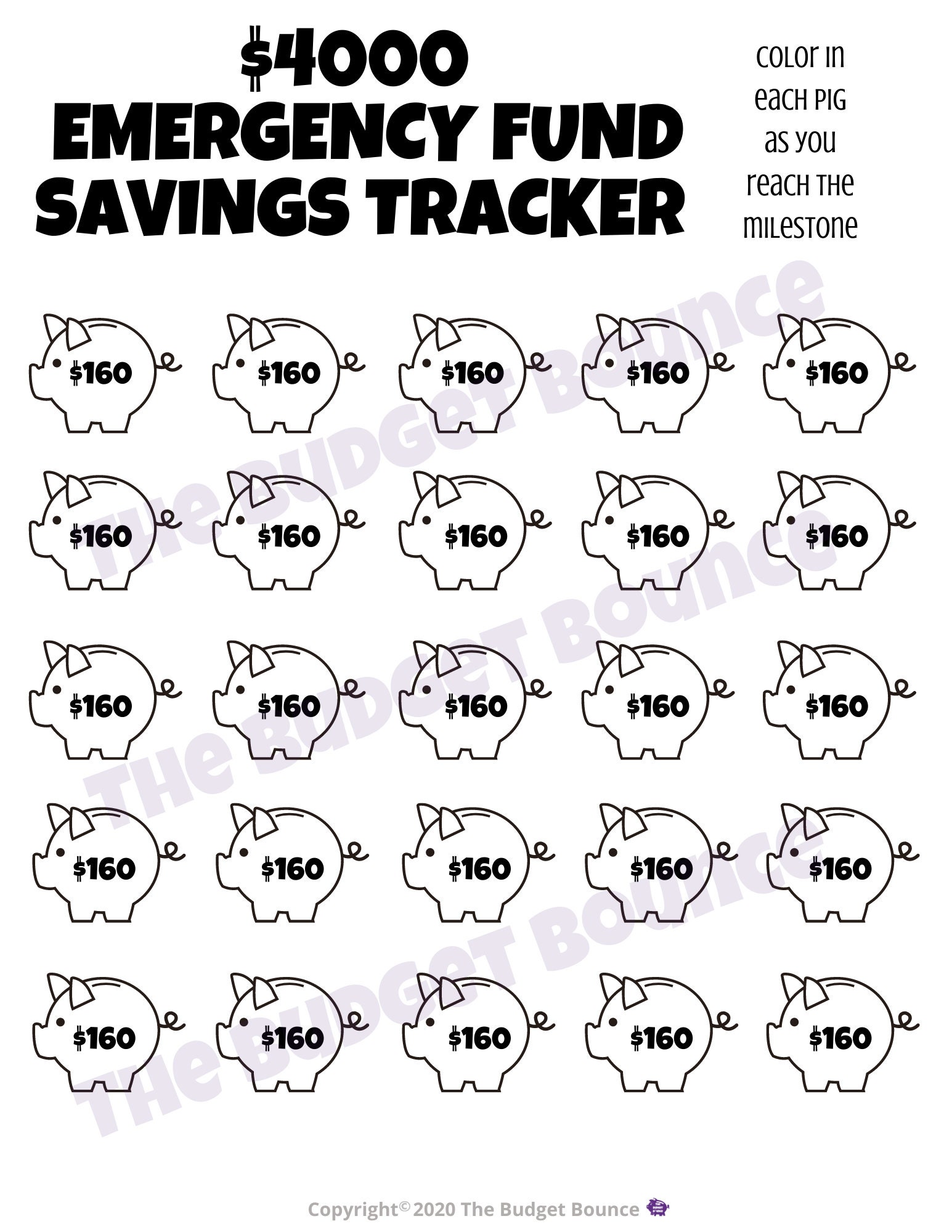 4000 Emergency Fund Savings Tracker - Etsy