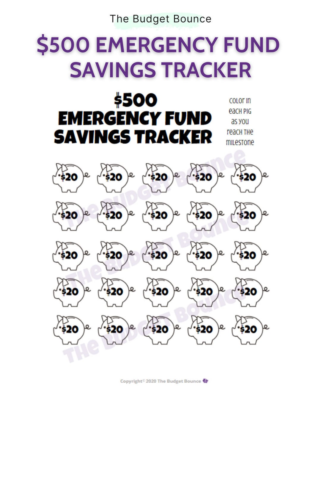 500 Emergency Fund Savings Tracker - Etsy