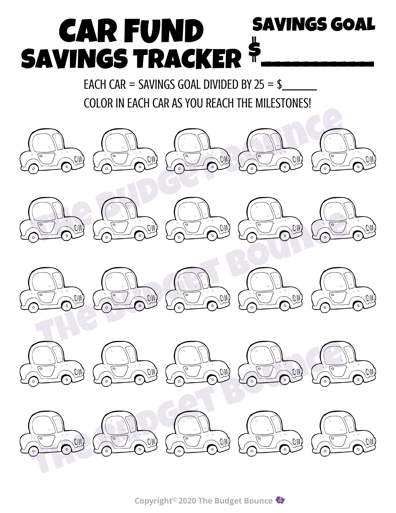 Car Fund Savings Tracker - Etsy