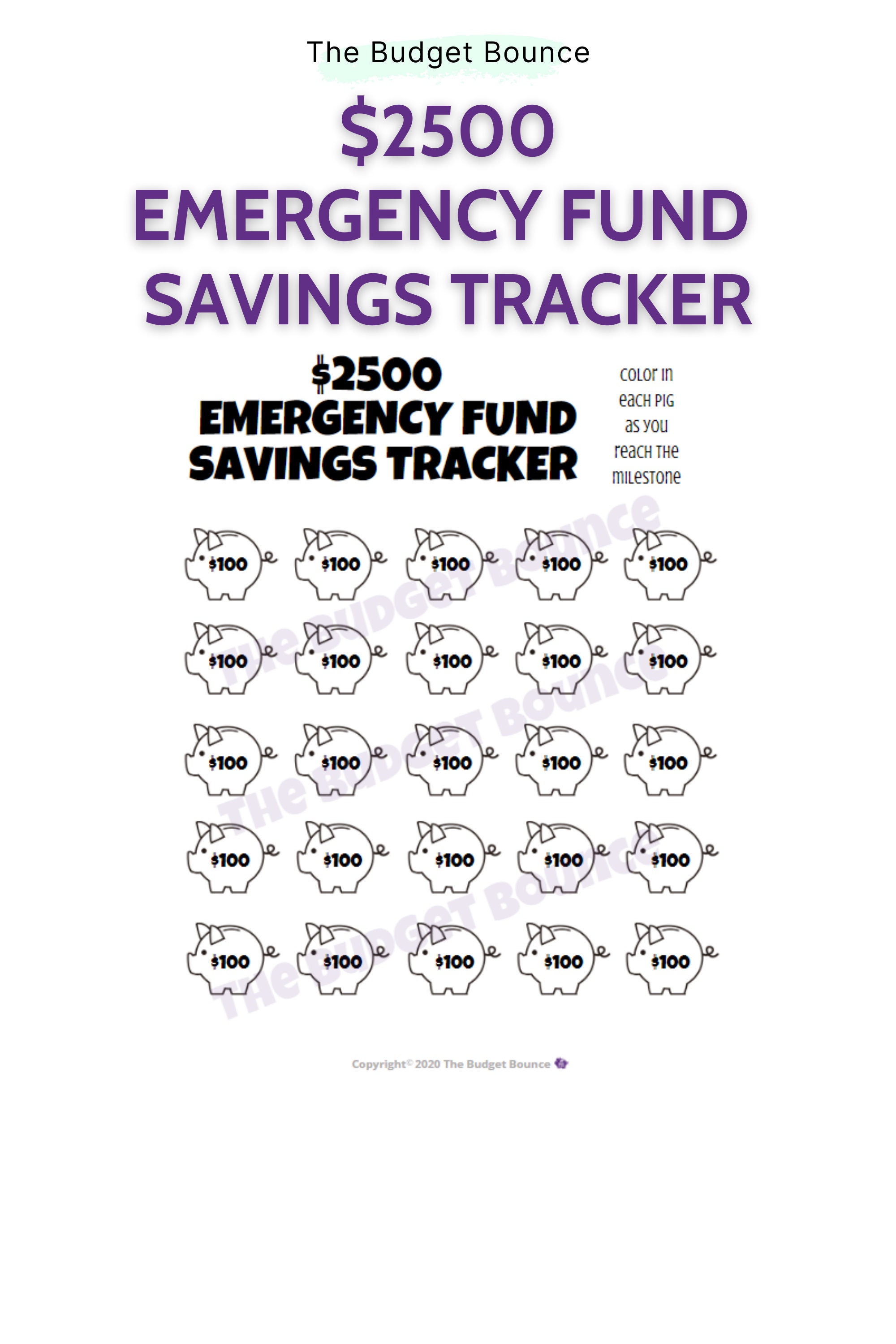 2500 Emergency Fund Savings Tracker - Etsy