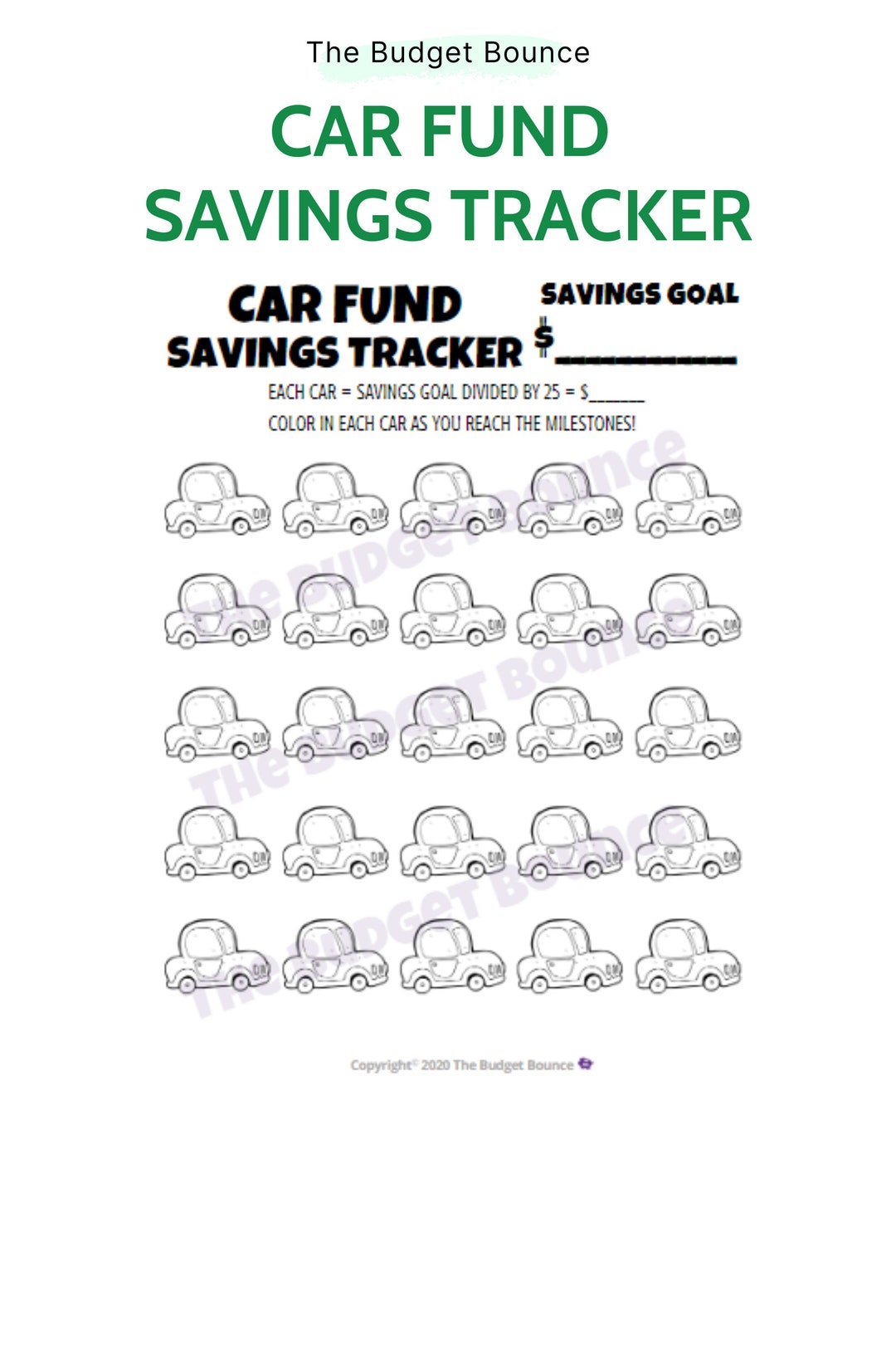 Car Fund Savings Tracker - Etsy