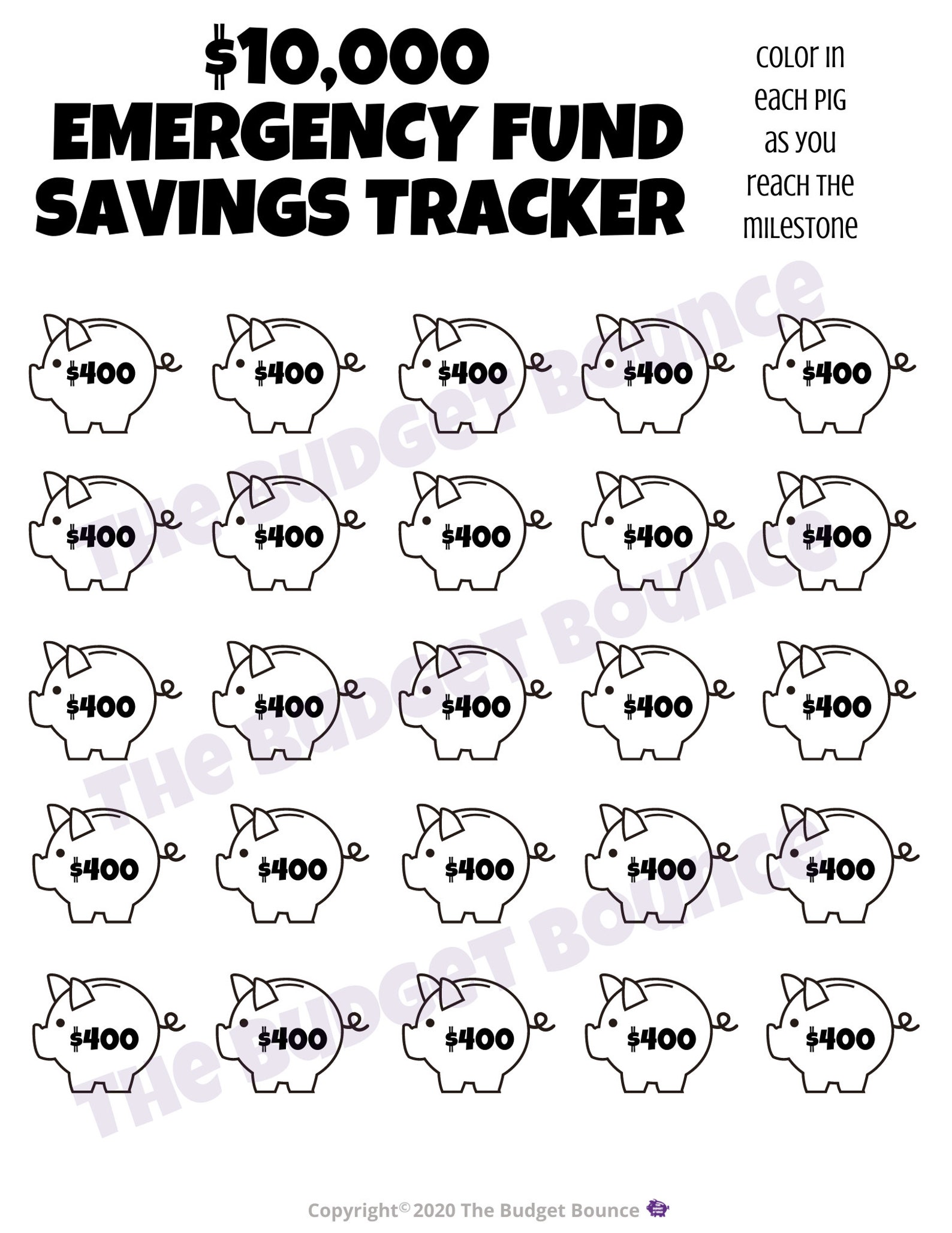 10000 Emergency Fund Savings Tracker - Etsy