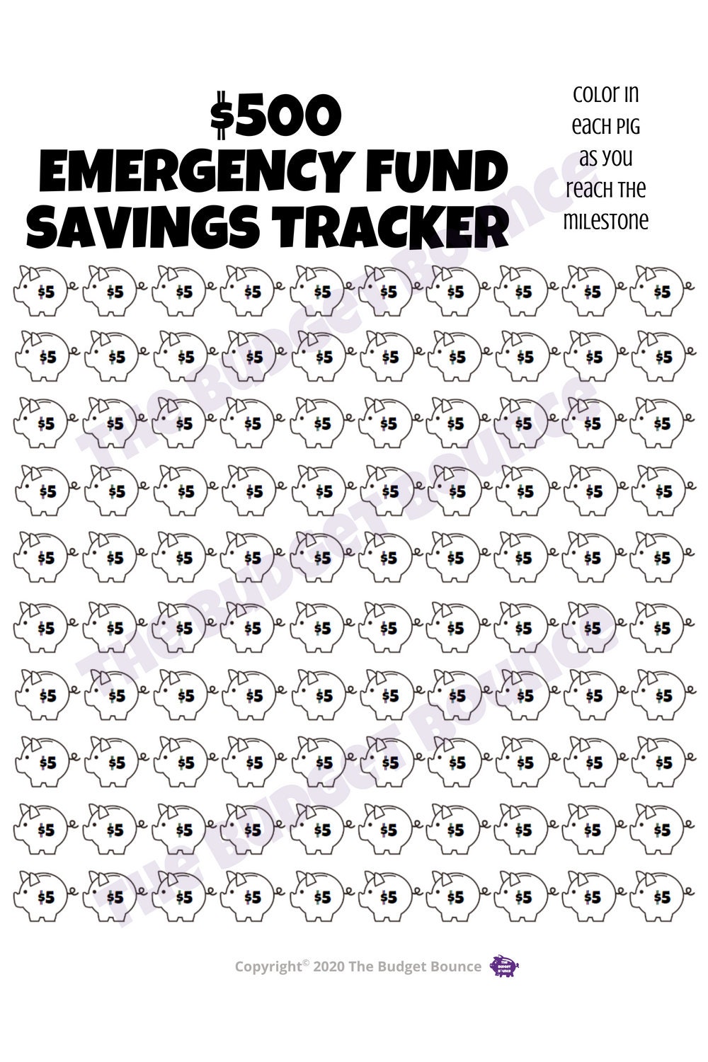 500 Emergency Fund Savings Tracker - Etsy