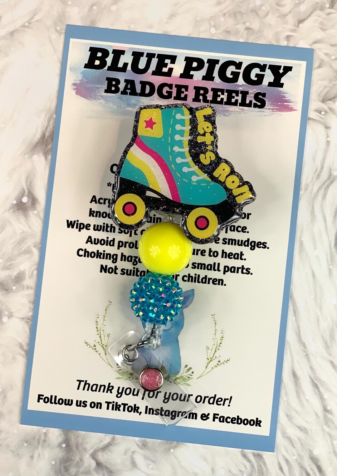 Roller Skate - Let's Roll Badge Reel - ID Holder - Permanent or ...