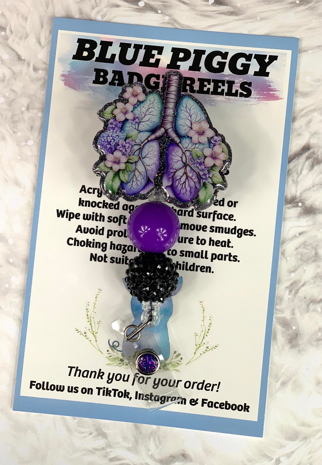 Lungs Badge Reel - ID Holder - Permanent or Interchangeable - Option ...
