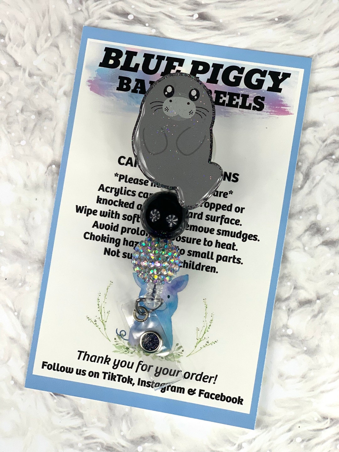 Manatee Badge Reel - ID Holder - Permanent or Interchangeable - Option ...