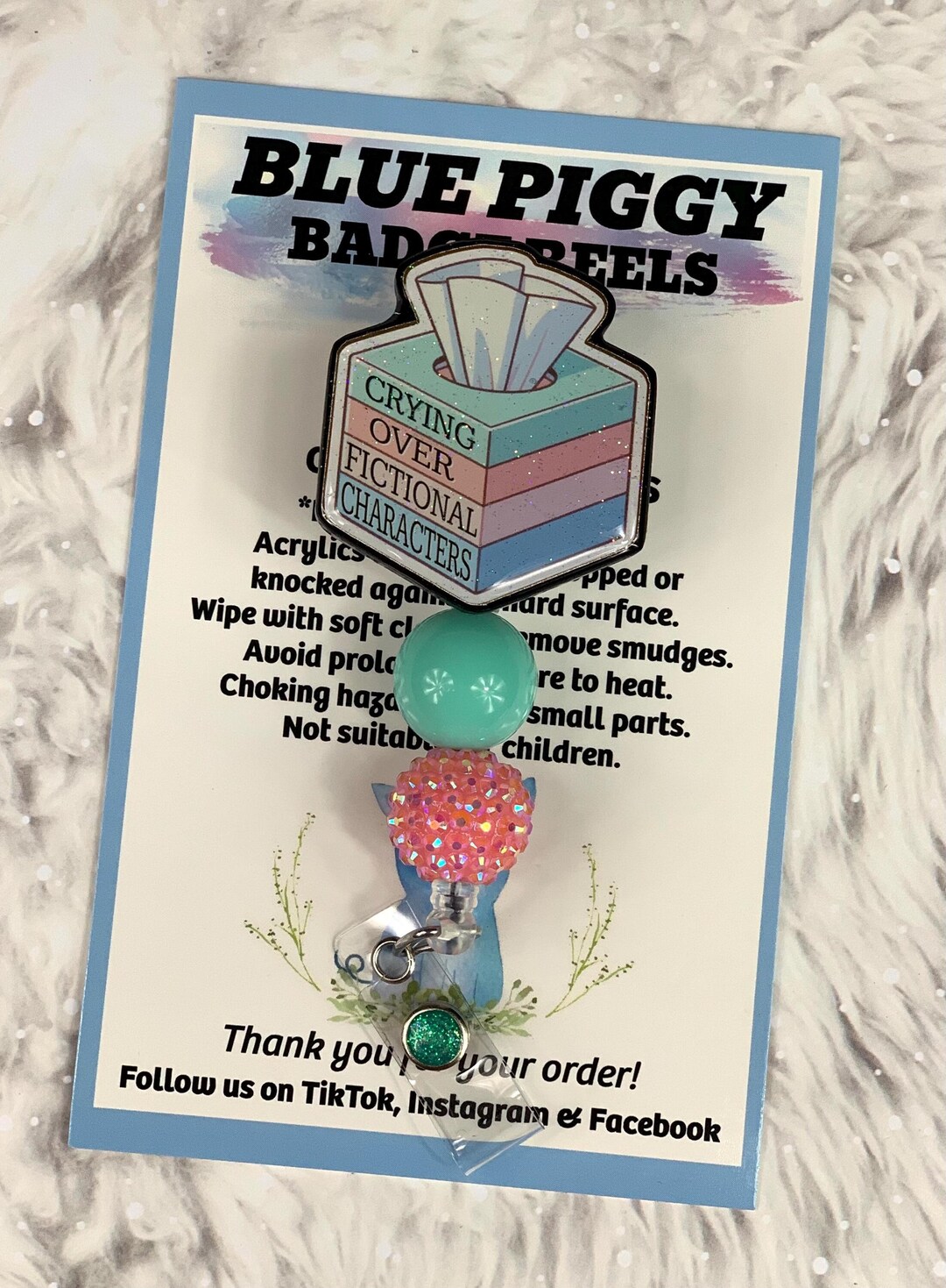 Crying Over Fictional Characters Badge Reel - ID Holder - Permanent or ...