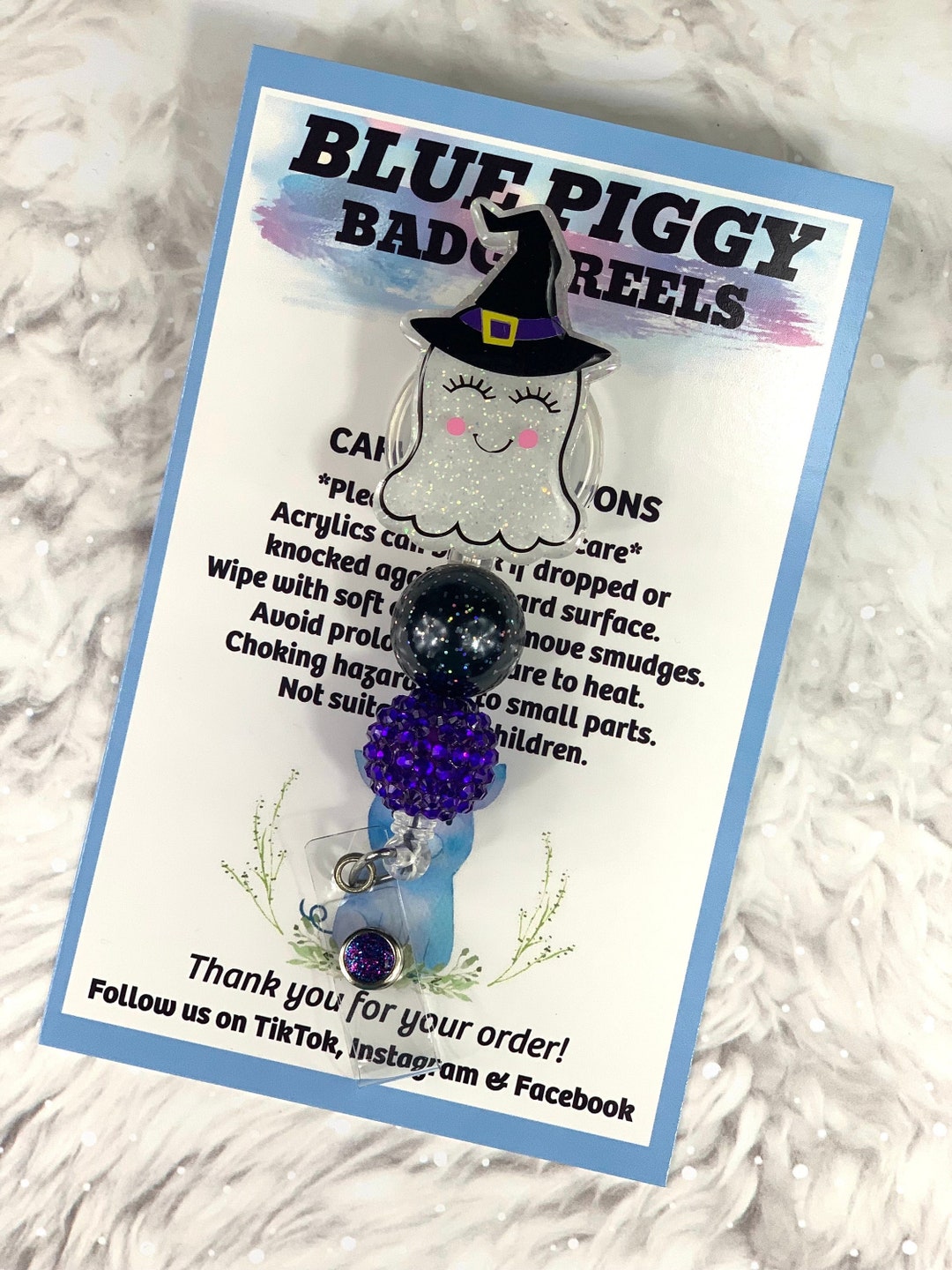 Ghost Witch Badge Reel ID Holder Permanent or - Etsy