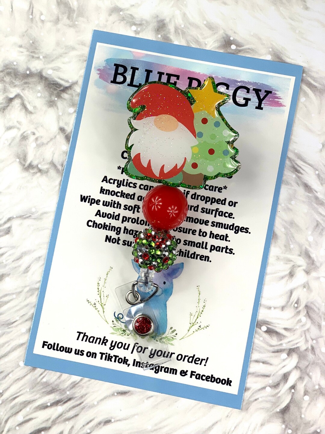 Gnome and Christmas Tree Badge Reel Retractable Badge - Etsy