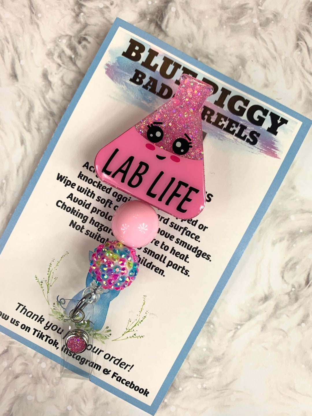 Lab Life Beaker Badge Reel - ID Holder - Permanent or Interchangeable ...
