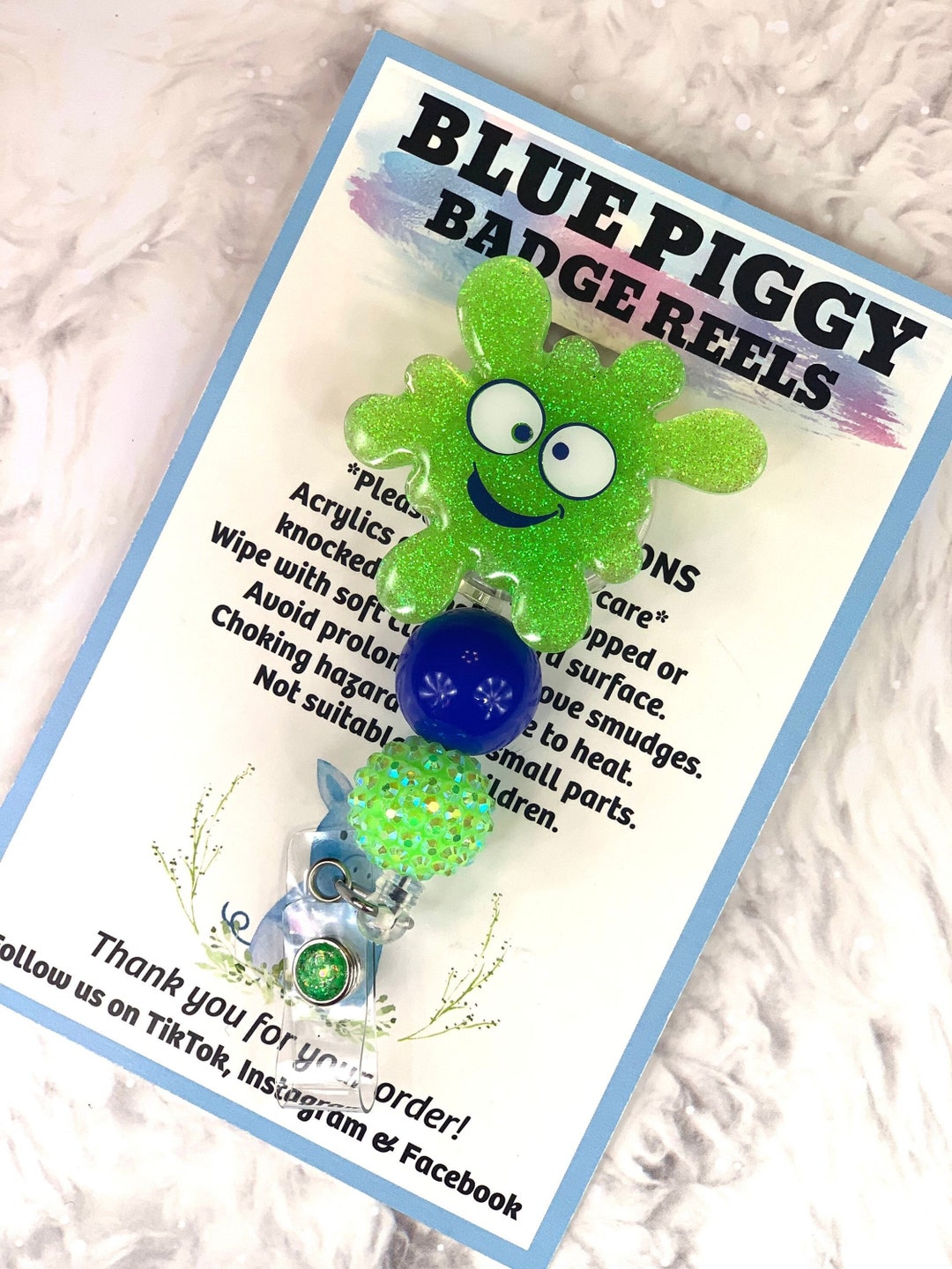 Germ Badge Reel - ID Holder - Permanent or Interchangeable - Option ...