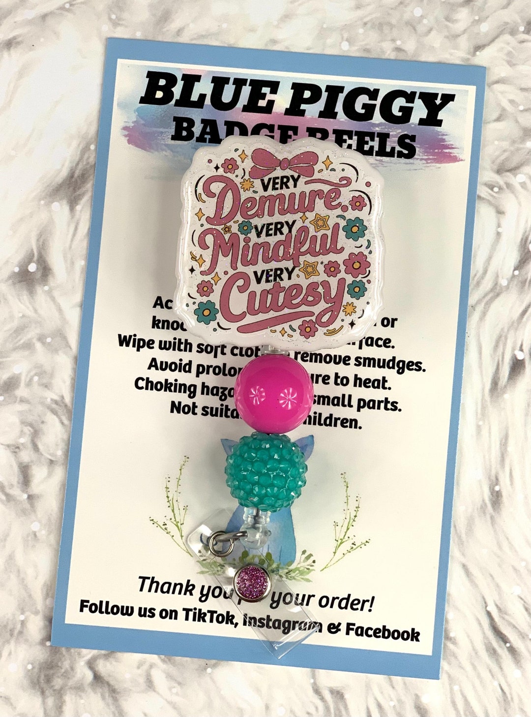 Very Demure Very Mindful Very Cutesy Badge Reel - ID Holder - Permanent ...