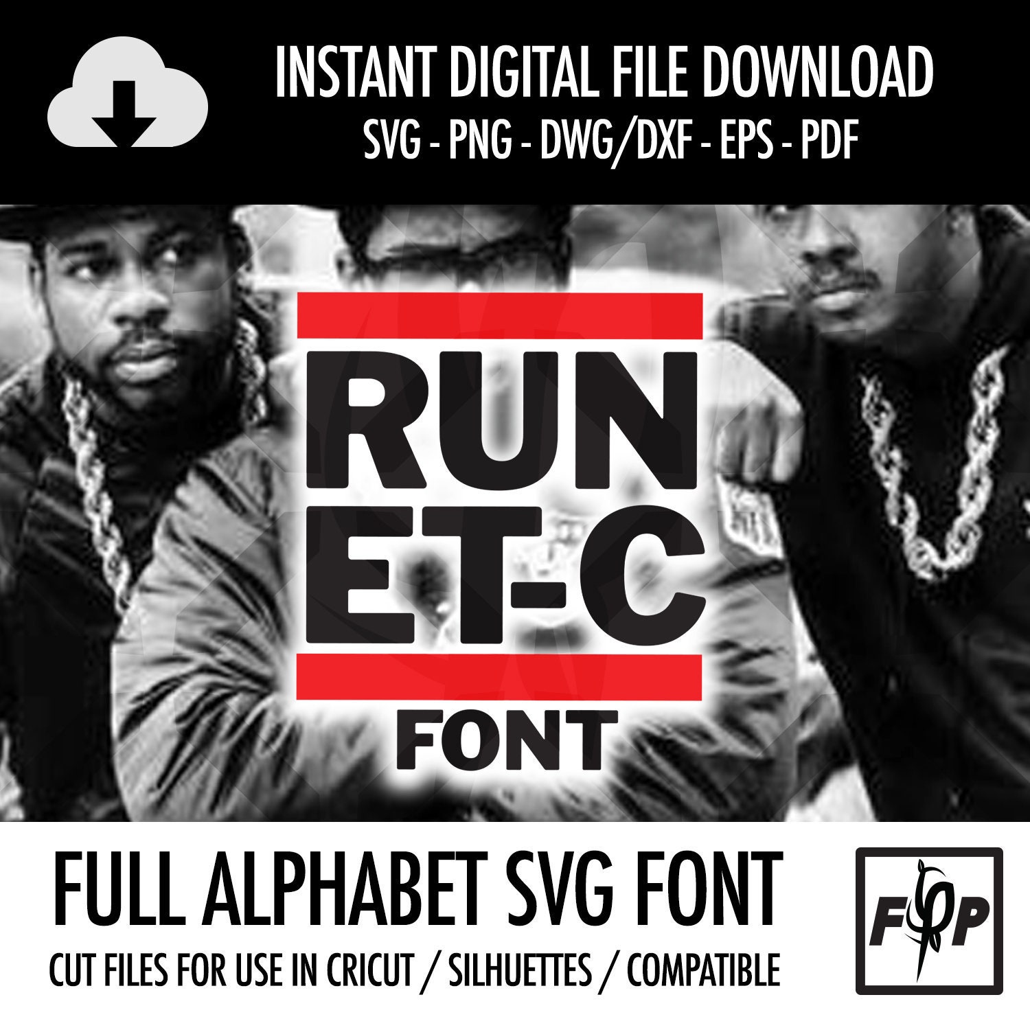 RUN DMC Hip Hop Rap Urban Music SVG Fonts Cricut Silhouette | Etsy